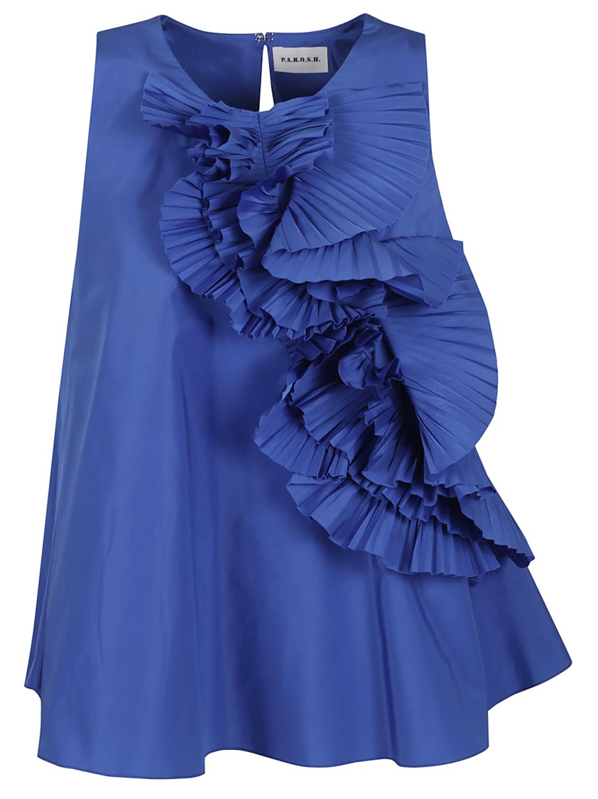 P.a.r.o.s.h Parosh Ruffled Blue Shirt With Relaxed Silhouette | ModeSens
