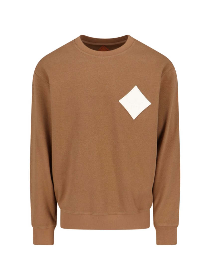 Mcm Logo Crewneck Sweatshirt In Brown Bouclé Fabric | ModeSens